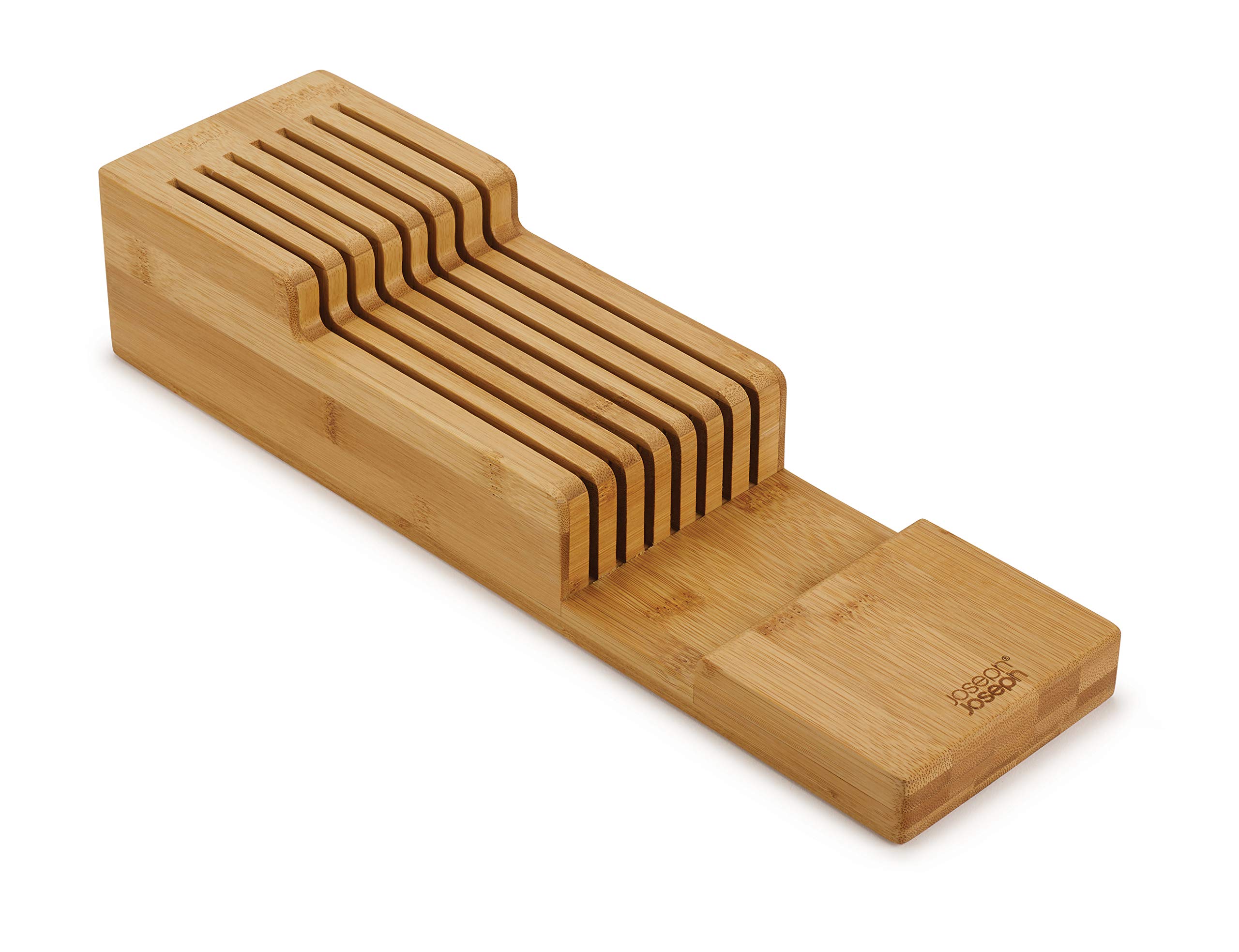 Joseph Joseph DrawerStore Knife Organizer, One Size, Bamboo & 85168 DrawerStore Compact Utensil Organizer For Kitchen Drawer Silverware, Flatware Tray, Small, Bamboo