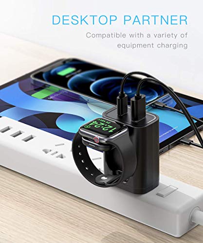 BeaSaf iPhone Fast Charger, 24W USB C Charger for iPhone 13/12/Mini/12 Pro Max, USB C Wall Charger with Foldable Apple Watch Wireless Charger, PD Charger for iPhone, AirPods