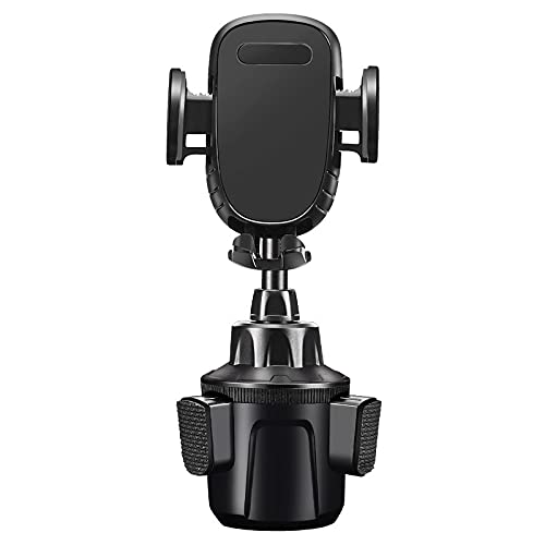 Car Cup Holder Phone Mount W/ Long Gooseneck- Flexible Smartphone Holder, 360° Rotation Feature, 1 Click Release, Universal iPhones 13 11 Pro Max/SE/XS/Max/X/8/7 Plus/Galaxy/Google Pixel (Black)