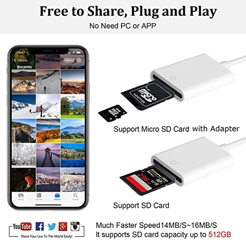 [Apple MFi Certified] SD Card Reader for iPhone, wamaxlink Lightning to Memory Card Reader for Camera and Drone, Trail Camera Viewer SD Card Adapter Compatible for iPhone 14 13 12 11 XS XR X 8 7 iPad