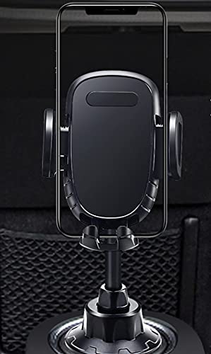Car Cup Holder Phone Mount W/ Long Gooseneck- Flexible Smartphone Holder, 360° Rotation Feature, 1 Click Release, Universal iPhones 13 11 Pro Max/SE/XS/Max/X/8/7 Plus/Galaxy/Google Pixel (Black)