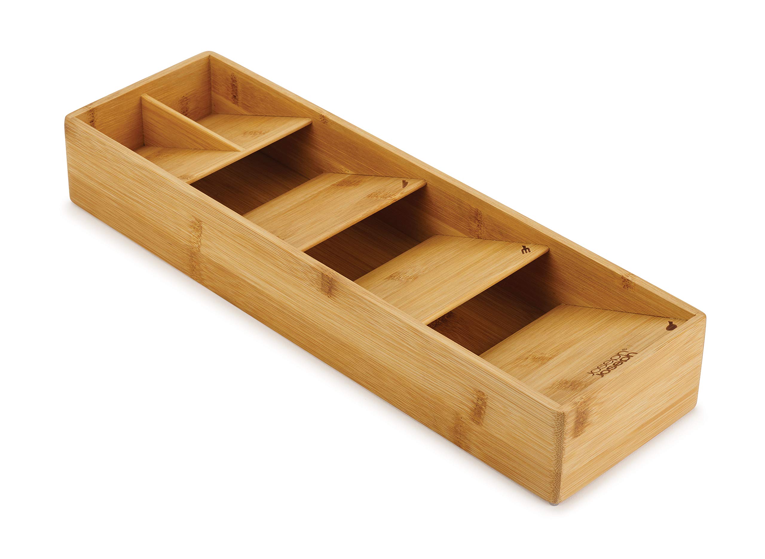 Joseph Joseph DrawerStore Knife Organizer, One Size, Bamboo & 85168 DrawerStore Compact Utensil Organizer For Kitchen Drawer Silverware, Flatware Tray, Small, Bamboo