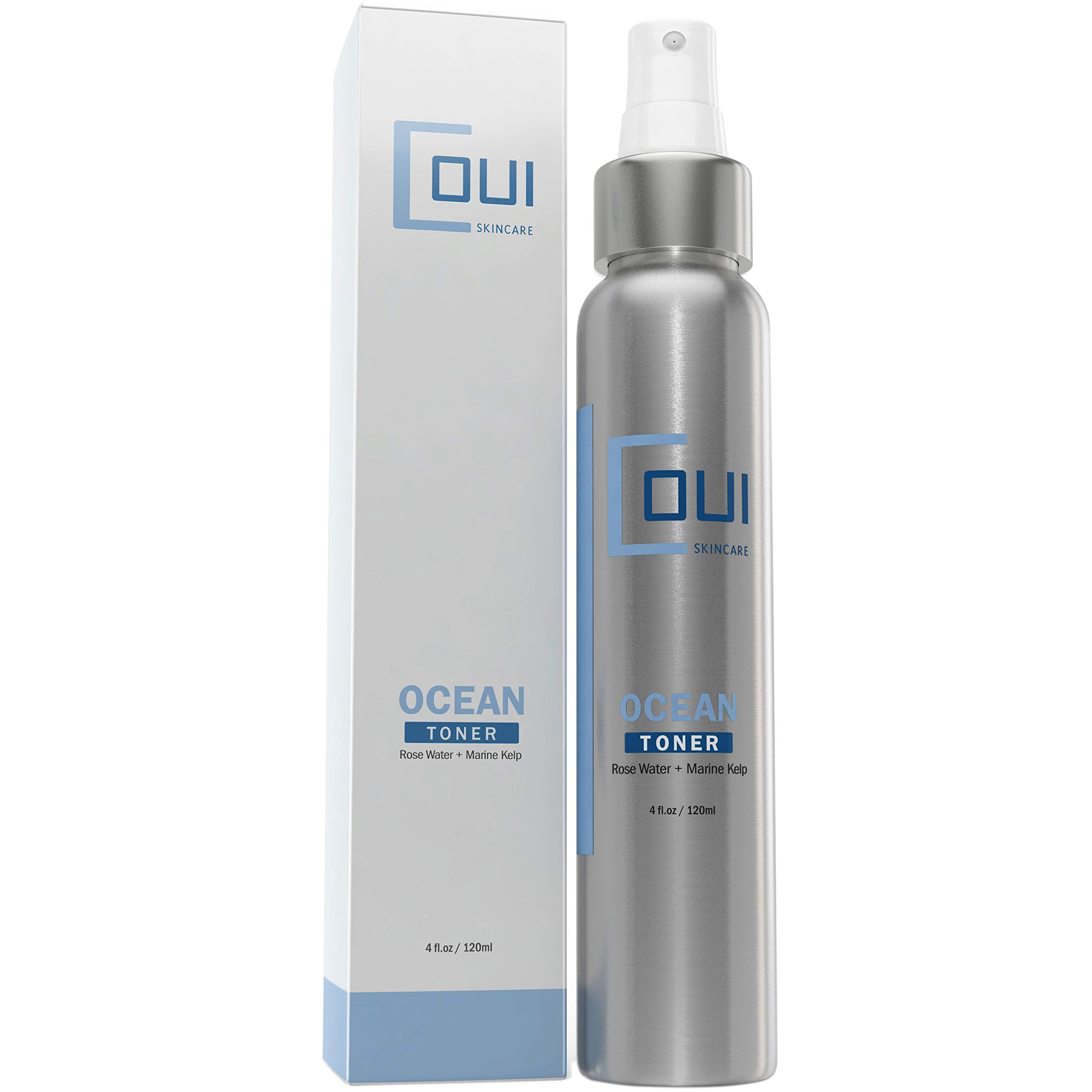 Ocean Facial Toner Face Astringent - Rose Water, Witch Hazel, Alcohol Free - Tighten Pores for Face, Neck, Décolleté