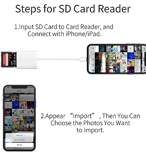 [Apple MFi Certified] SD Card Reader for iPhone, wamaxlink Lightning to Memory Card Reader for Camera and Drone, Trail Camera Viewer SD Card Adapter Compatible for iPhone 14 13 12 11 XS XR X 8 7 iPad