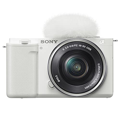 Sony ZV-E10 Mirrorless Camera with 16-50mm Lens, White with E 55-210mm f/4.5-6.3 OSS E-Mount Lens