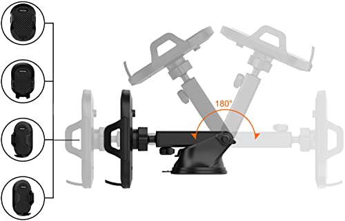 Arteck Car Mount, Universal Mobile Phone Car Mount Holder 360° Rotation for Auto Windshield and Dash, for Cell Phones Apple iPhone 14, 14 Pro, 13, 13 Pro, 13 Mini, 12, 11, SE, Android Cellphone, GPS