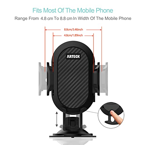 Arteck Car Mount, Universal Mobile Phone Car Mount Holder 360° Rotation for Auto Windshield and Dash, for Cell Phones Apple iPhone 14, 14 Pro, 13, 13 Pro, 13 Mini, 12, 11, SE, Android Cellphone, GPS