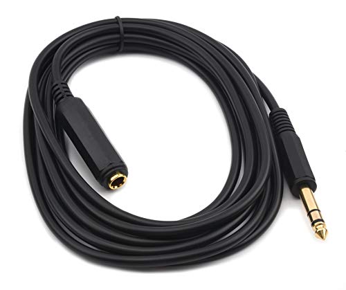 Devinal 6.35mm 1/4" inch Stereo Plug Male to 1/4 Female Stereo Headphone Guitar Extension Cable Cord, Gold Plated Audio Cable Stereo Extender, 10 feet (3 M)