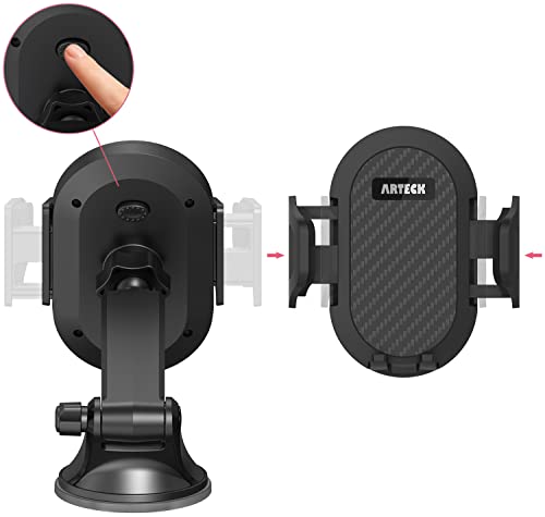 Arteck Car Mount, Universal Mobile Phone Car Mount Holder 360° Rotation for Auto Windshield and Dash, for Cell Phones Apple iPhone 14, 14 Pro, 13, 13 Pro, 13 Mini, 12, 11, SE, Android Cellphone, GPS