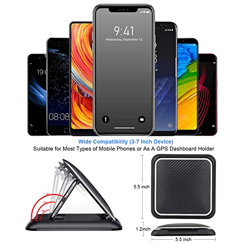 DOTAATDW Car Phone Holder, Car Dashboard Cell Phone Holder with Non-Slip Silicone Base Washable and Reusable Car Phone Mount Compatible with 3.5-7β Smartphone