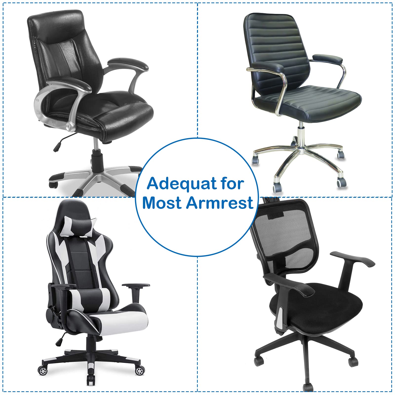 HTVSHEE 4 Pieces Office Chair Arm Covers Computer Rotating Chair Arm Rest Pads Protector Stretch Washable Slipcovers Removable for Home Office Rotating
