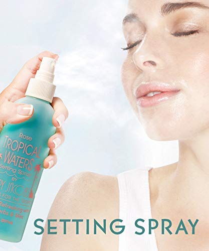 Terry Jacobs Tropical Waters Rose Water Makeup Setting Spray | Alcohol-Free, Oil-Free, Long-Lasting Face & Hair Mist | Travel Size, Hydrating Setting Spray for Makeup, Cruelty-Free Cosmetics | 4 Fl Oz