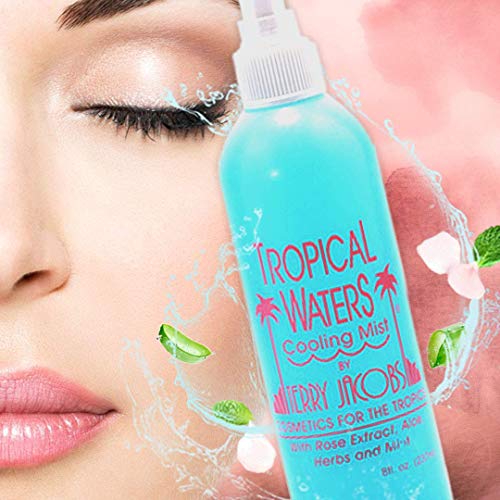 Terry Jacobs Tropical Waters Rose Water Makeup Setting Spray | Alcohol-Free, Oil-Free, Long-Lasting Face & Hair Mist | Travel Size, Hydrating Setting Spray for Makeup, Cruelty-Free Cosmetics | 4 Fl Oz