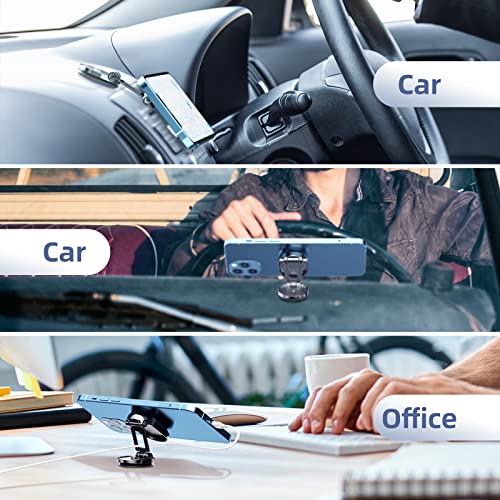 Magnetic Phone Holder for Car【Upgrade Foldable】Magnetic Phone Mount Multi-Functional 360°Rotation phone magnet for car Dashboard Phone Holder Magnetic Car Mount for iPhone, Samsung, LG All Smartphones