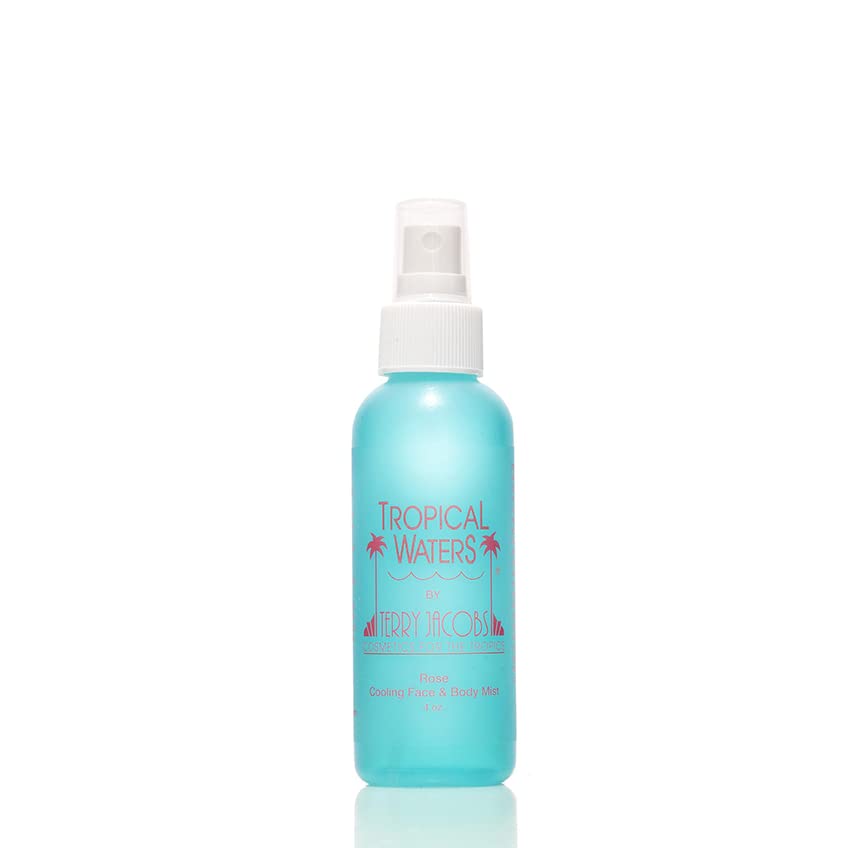 Terry Jacobs Tropical Waters Rose Water Makeup Setting Spray | Alcohol-Free, Oil-Free, Long-Lasting Face & Hair Mist | Travel Size, Hydrating Setting Spray for Makeup, Cruelty-Free Cosmetics | 4 Fl Oz