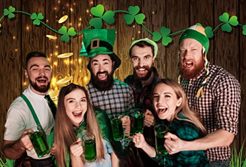 St.Patrick's Day Photography Background Lucky Irish Shamrock Festival Party Banner Wooden Texture Backdrop (8x6FT)