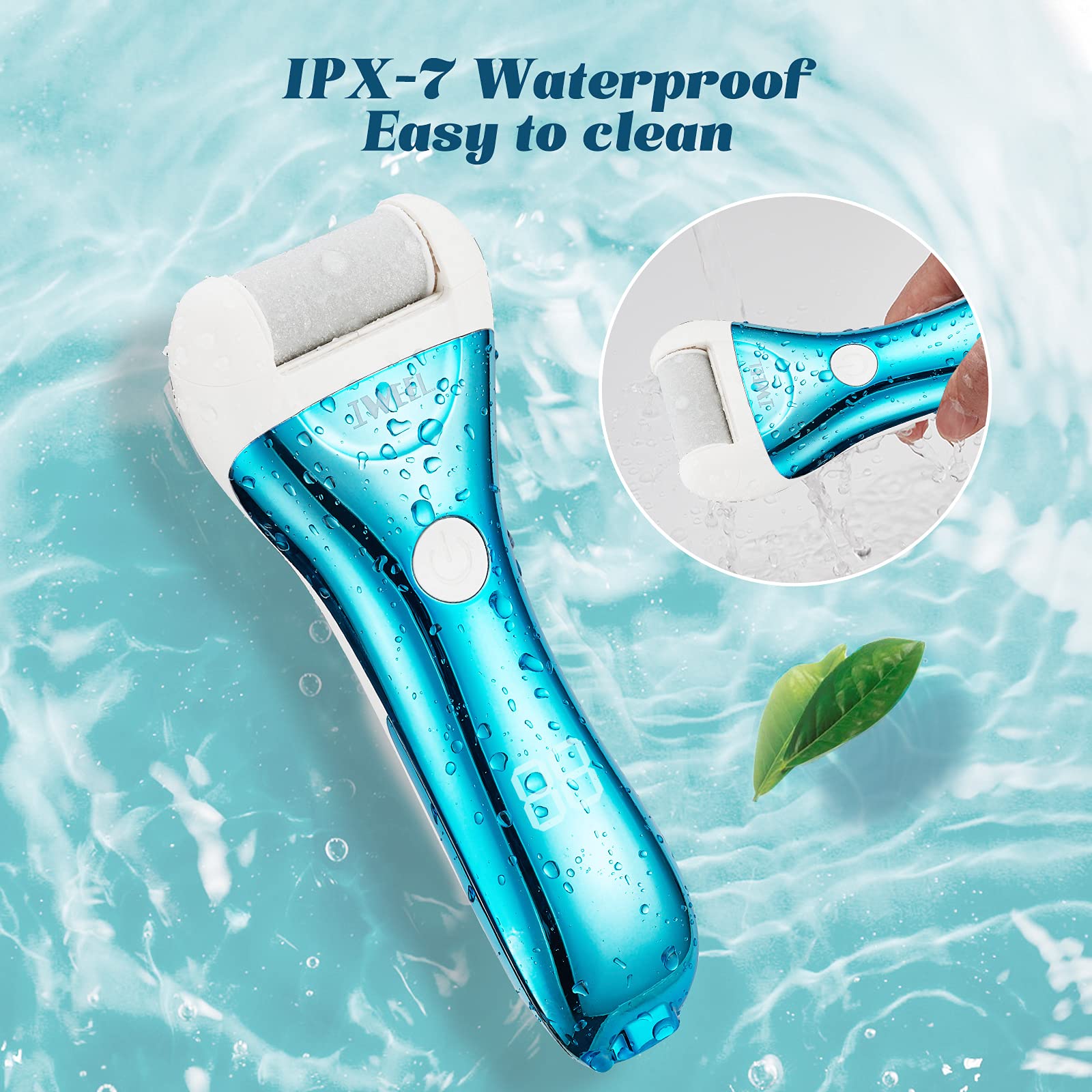 Callus Remover for Feet, Electric Foot File Rechargeable Foot Scrubber Pedicure Tools for Feet Electronic Callus Shaver Waterproof Pedicure kit for Cracked Heels and Dead Skin with 5 Roller Heads