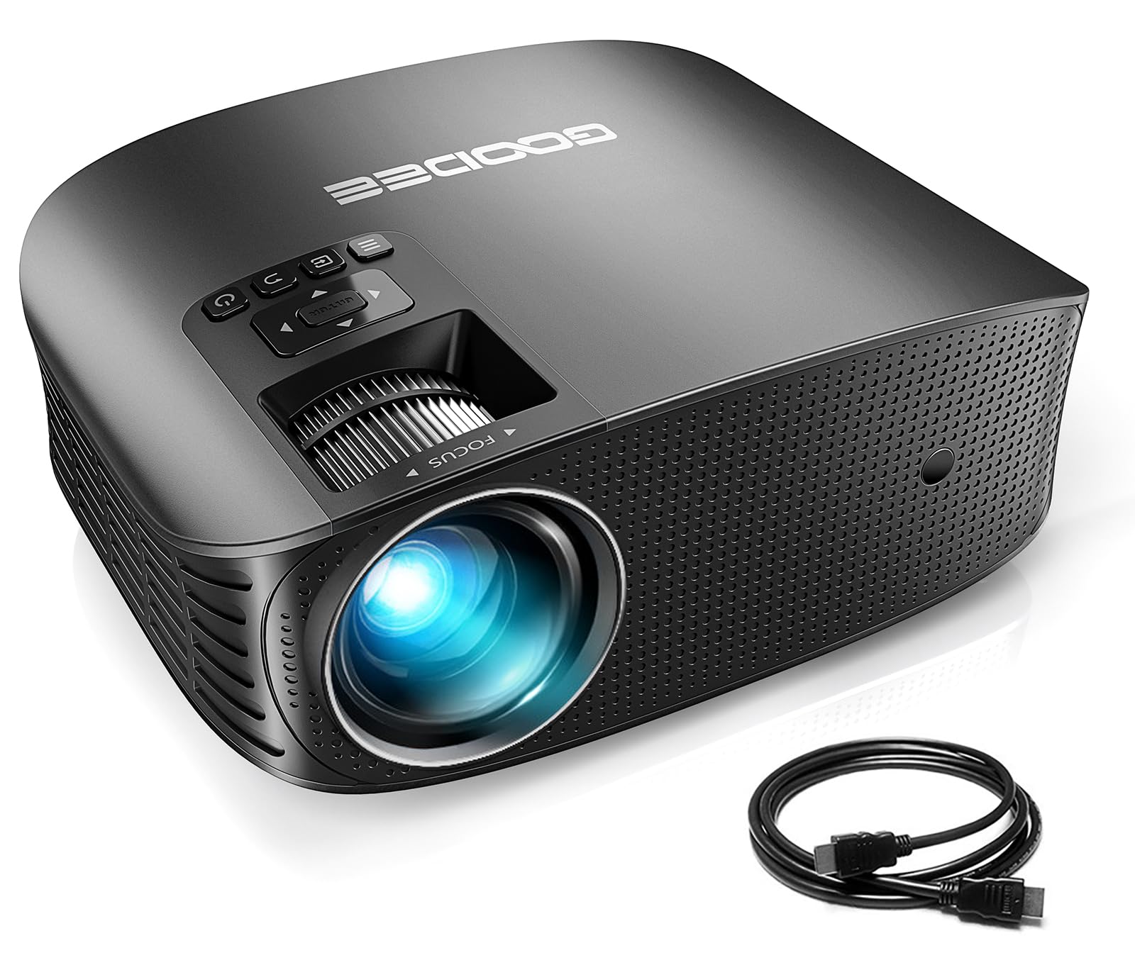 Projector, GooDee 2023 Dolby Native 1080P Video Projector, 9500L Outdoor Movie Projector, 230" Supported Home Projector, Compatible with Fire TV Stick, PS4, HDMI, VGA, AV and USB, Black (YG600)