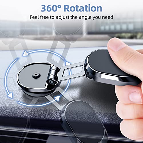Magnetic Phone Holder for Car【Upgrade Foldable】Magnetic Phone Mount Multi-Functional 360°Rotation phone magnet for car Dashboard Phone Holder Magnetic Car Mount for iPhone, Samsung, LG All Smartphones