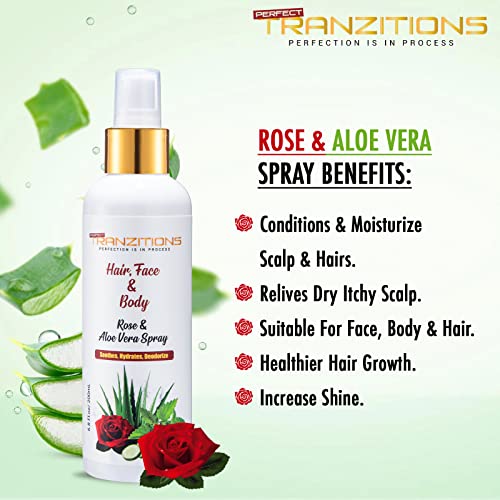 Organic Aloe Vera & Rose Water Moisturizing Spray for Locs and Dreadlocks - Nourishing and Refreshing Natural Hair & Scalp Mist, 6.8 oz