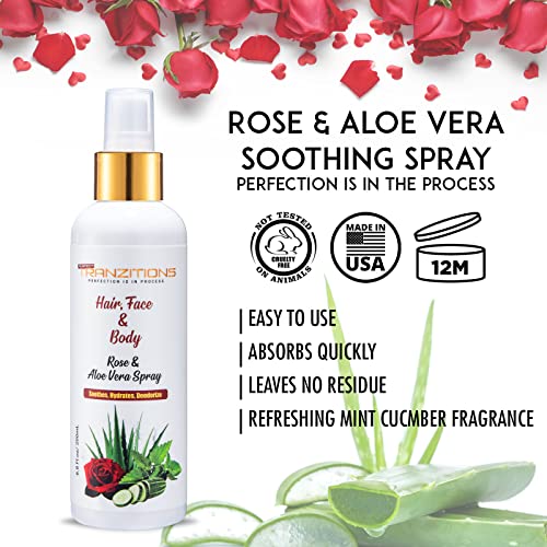 Organic Aloe Vera & Rose Water Moisturizing Spray for Locs and Dreadlocks - Nourishing and Refreshing Natural Hair & Scalp Mist, 6.8 oz