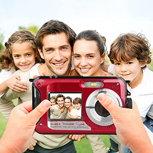 TOUMENY Waterproof Digital Camera, Full Hd 2.7K 48Mp16X Digital Zoom Video Recorder, Self-Timer Dual Screen