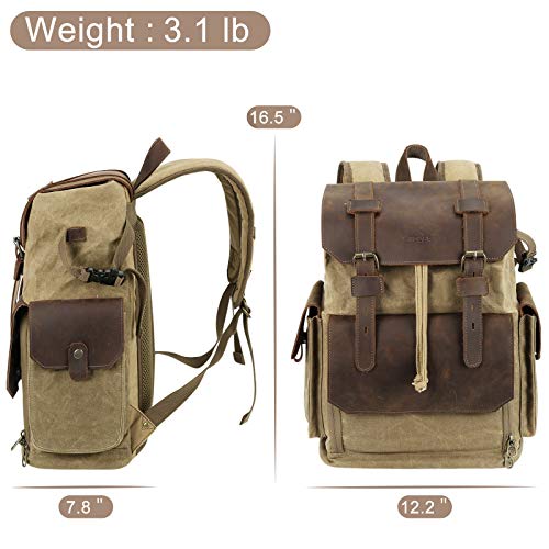 Endurax Leather Camera Backpack Bag for Photographers Waterproof DSLR Backpacks