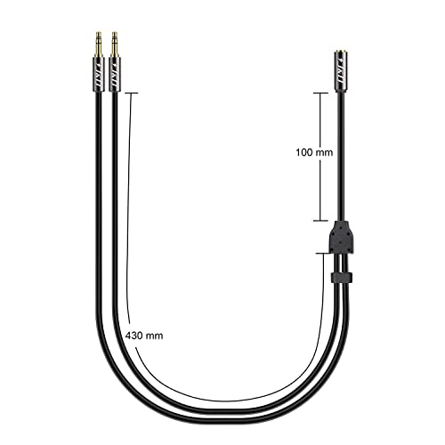 J&D 3.5 mm to 2 X 3.5 mm Cable, Gold Plated Copper Shell 1/8 inch TRS Female to 2 X 1/8 inch TRS Male Y Splitter Stereo Audio Adapter Cable Only Suitable for Switching, 2 Feet