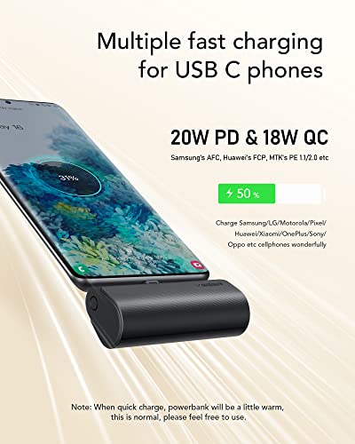 VEGER Portable Charger, USB C Power Bank, 5000mAh Mini Battery Pack Fast Charging 20W Small Charging Bank for Samsung Galaxy S21, S20, S10, S9, Note 20, Pixel, Moto, LG, Oculus Quest, Android Phones