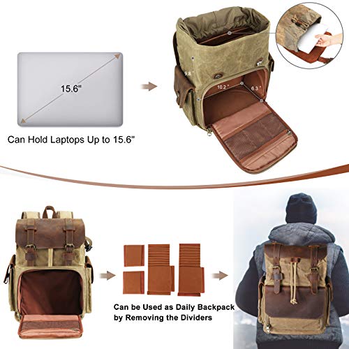 Endurax Leather Camera Backpack Bag for Photographers Waterproof DSLR Backpacks