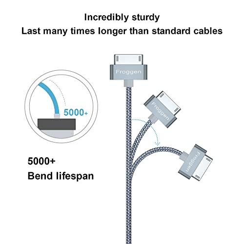 Froggen 30 Pin USB Sync Charging Cable Compatible with iPhone 4/4s, iPhone 3G/3GS, i-Pad 1/2/3, i-Pod 3.2 FT