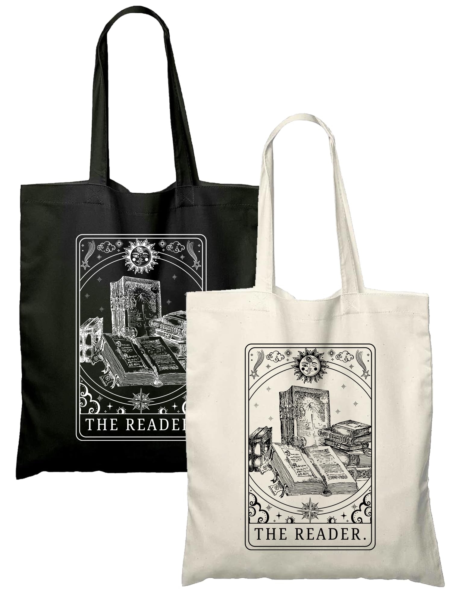 The Reader Tarot Card Tote Bag - Reading Bookish Cotton Tote Bag, Book Bag, Library Canvas Tote Bag (Natural)