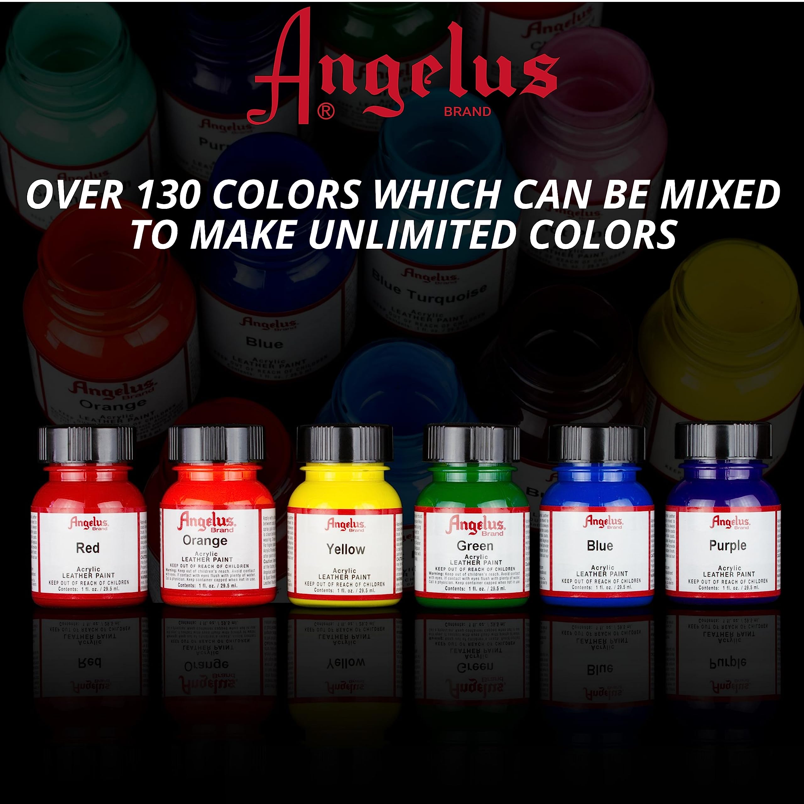Angelus Brand Acrylic Leather Paint Waterproof 4oz - Flat Black & Flat White Duo