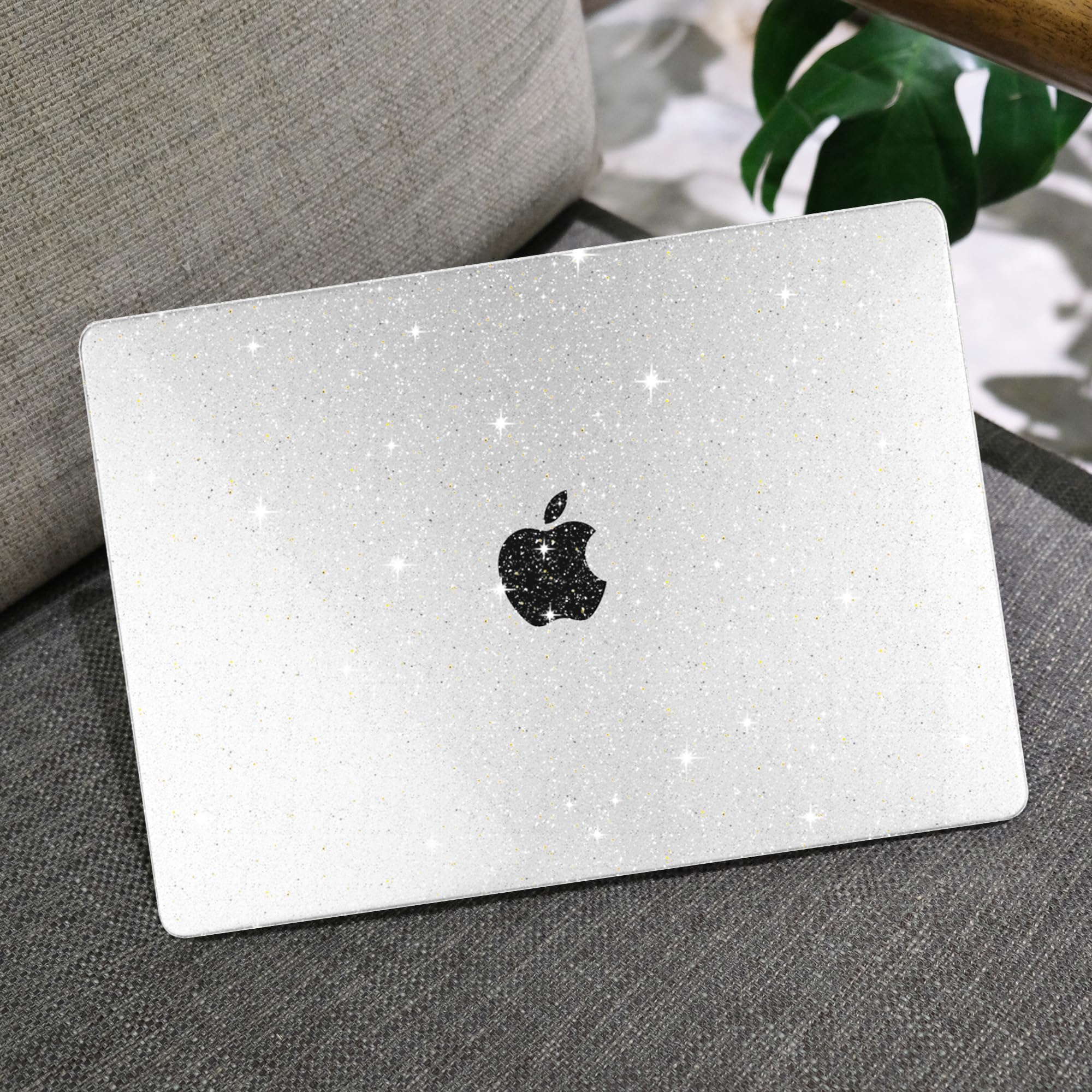 MEEgoodo Glitter Case for M3 MacBook Air 15 inch Case 2024 2023, Fit Model A3114 A2941 with M3 M2, Laptop Shell with Keyboard Cover & Camera Cover & OTG Adapter for 15.3" MacBook Air Case, Star Clear