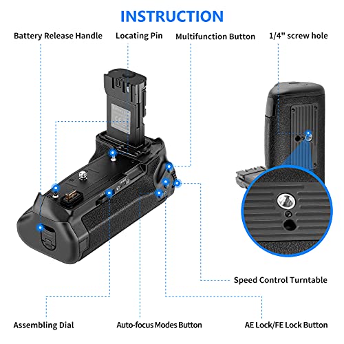 Neewer Vertical Battery Grip with 2.4G Wireless Remote Control ,Compatible with Canon EOS R Mirrorless Digital Camera,Replacement for BG-E22,Works with LP-E6N/LP-E6NH Battery (Battery Not Included)