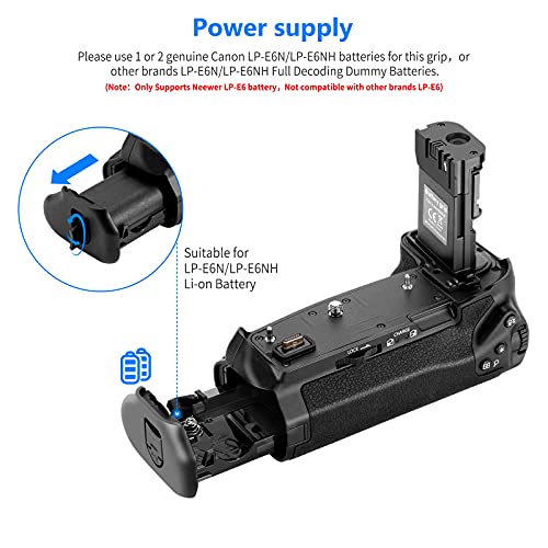 Neewer Vertical Battery Grip with 2.4G Wireless Remote Control ,Compatible with Canon EOS R Mirrorless Digital Camera,Replacement for BG-E22,Works with LP-E6N/LP-E6NH Battery (Battery Not Included)