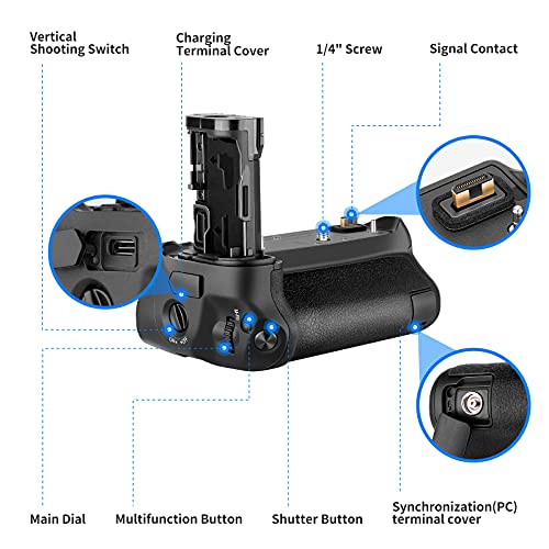 Neewer Vertical Battery Grip with 2.4G Wireless Remote Control ,Compatible with Canon EOS R Mirrorless Digital Camera,Replacement for BG-E22,Works with LP-E6N/LP-E6NH Battery (Battery Not Included)