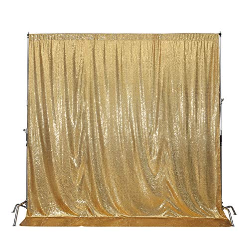 SquarePie Sequin Backdrop Curtain Not See Through Background for Wedding Party 6FT x 6FT Gold
