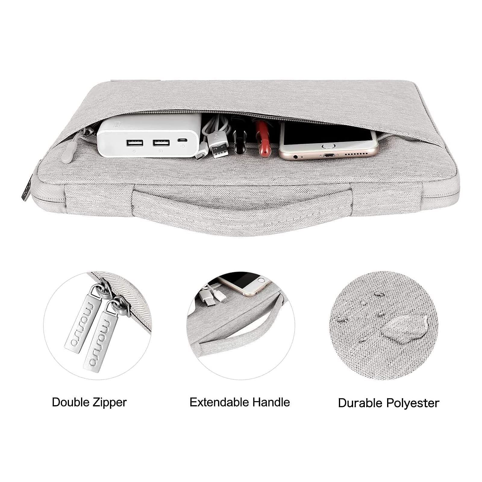 MOSISO Compatible with MacBook Air 15 inch Case 2023 2024 Release M3 A3114 M2 A2941 with Touch ID, Plastic Hard Shell Case&Carrying Sleeve Bag&Keyboard Cover&Webcam Cover&Screen Protector, Clear&Gray