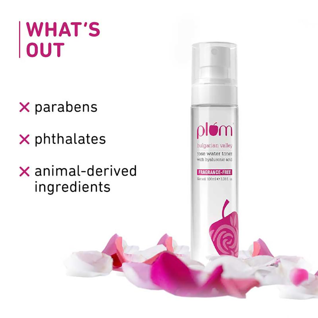 Plum Bulgarian Valley Rose Water Toner with Hyaluronic Acid & Rose Extracts Soothing for All Skin Types 100Ml