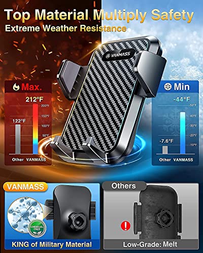 [2023 Upgraded] VANMASS Car Dashboard Phone Holder Mount [Super Suction Cup] Compatible for iPhone 13 Pro Max 12 11 X Xr Xs 8 7 Plus Mini Se Universal Cell Phone Windshield Vent Handsfree Cradle,Black