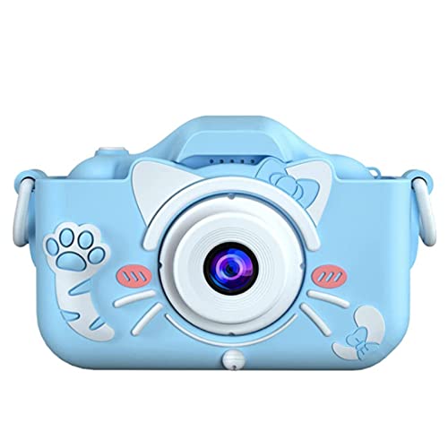 SLSFJLKJ Kids Camera with Silicone Case, Video Camera for Children with Fun Games, Kids Digital Camera with Special Effects, Rechargeable Battery, Ideal for Boys and Girls (Blue Cat 16G)