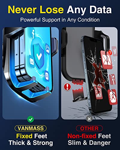 [2023 Upgraded] VANMASS Car Dashboard Phone Holder Mount [Super Suction Cup] Compatible for iPhone 13 Pro Max 12 11 X Xr Xs 8 7 Plus Mini Se Universal Cell Phone Windshield Vent Handsfree Cradle,Black