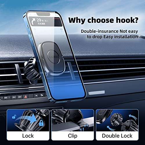 HADINI Magnetic Phone Car Mount with 6 Strong Magnets Phone Holder for Car Cell Phone Magnetic Car Mount iPhone Car Holder Compatible with All Smartphones