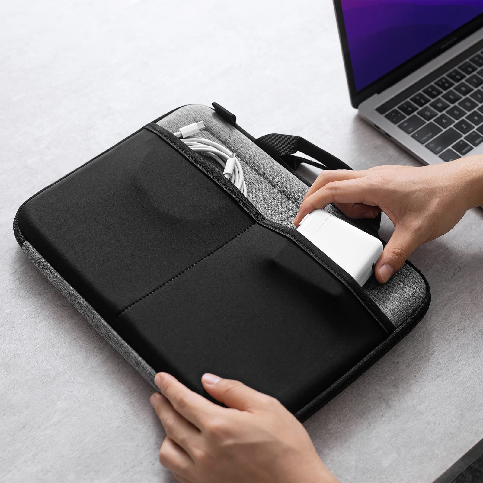 tomtoc Slim Hard Case for 13-inch MacBook Air M3 2024 M2/A2681 M1/A2337, MacBook Pro 2022-2016 M2/A2686 M1/A2338, Organized Protective Shoulder Bag with Tablet Pocket for Up to 11 iPad Air/Pro