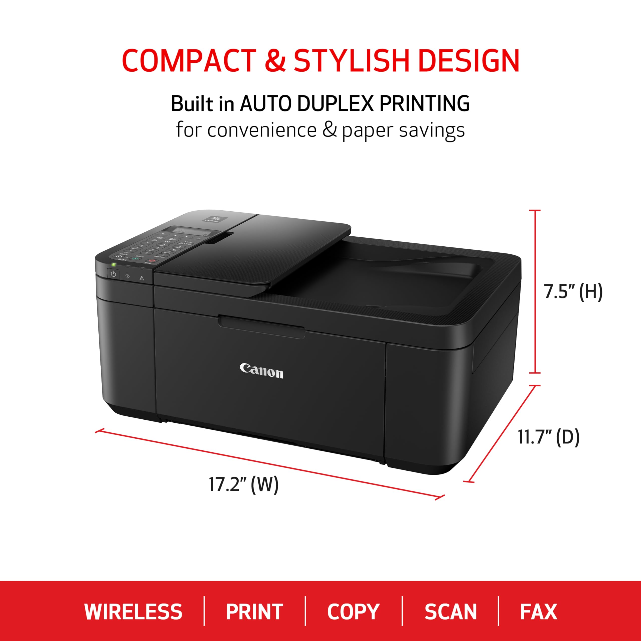 Canon PIXMA TR4720 All-in-One Wireless Printer Home use, with Auto Document Feeder, Mobile Printing and Built-in Fax, Black