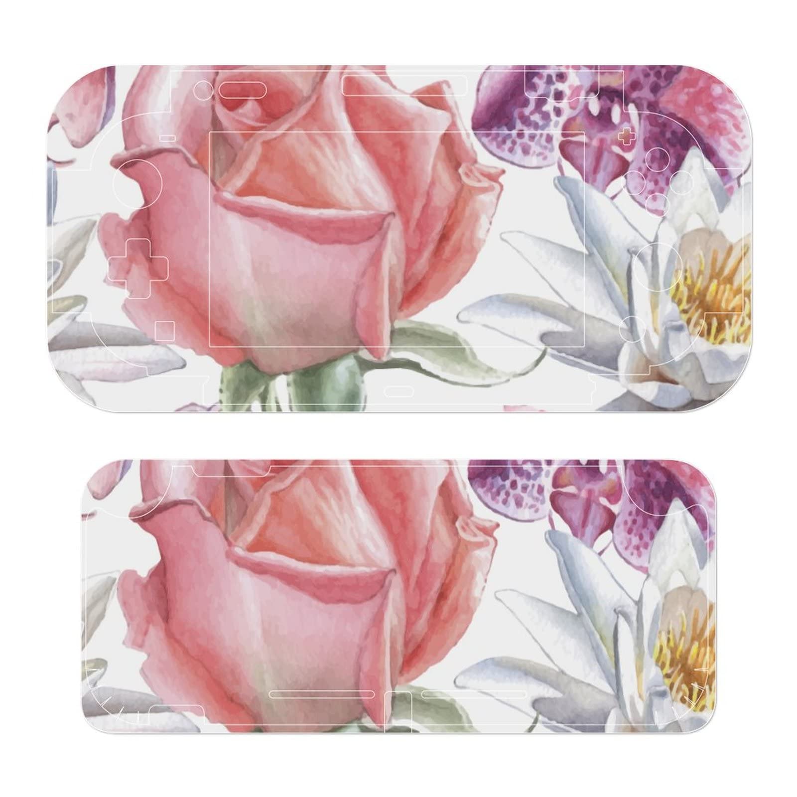 Watercolor Rose and Orchid Lily Skin Protective Film Sticker Game Protector Full Wrap Compatible for Nintendo Switch for Switch Lite