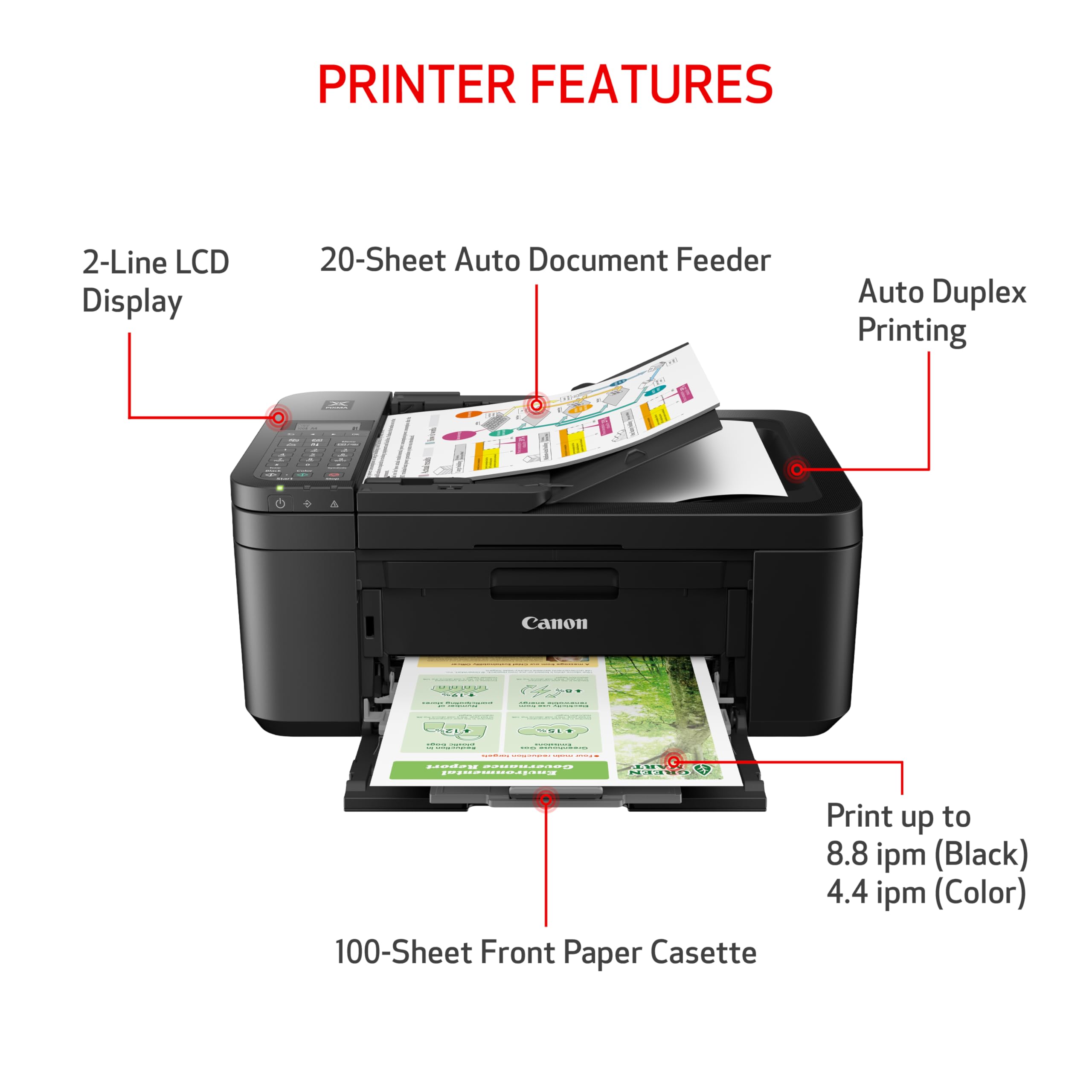 Canon PIXMA TR4720 All-in-One Wireless Printer Home use, with Auto Document Feeder, Mobile Printing and Built-in Fax, Black