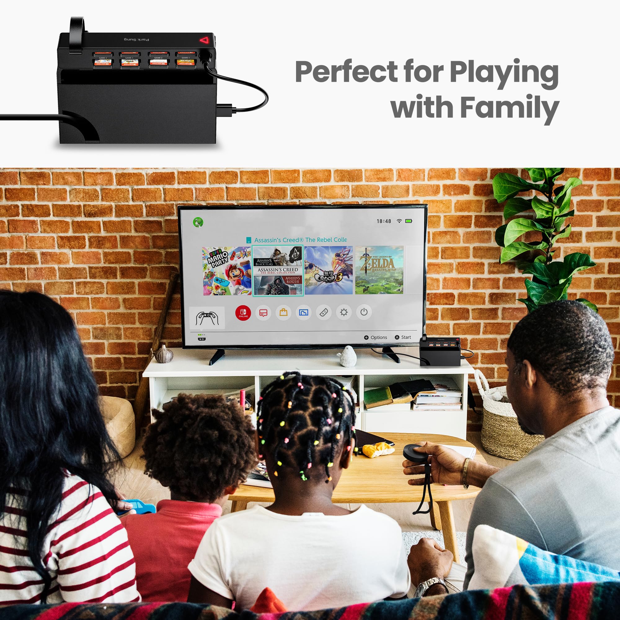 Park Sung Switch Game Card Reader, Upgrade Version Switch Game Switcher with Remote Control Switching, 8-in-1 Game Cards Holder (4 for Game Switch+4 for Storage) Quick Switching for Switch/Switch OLED