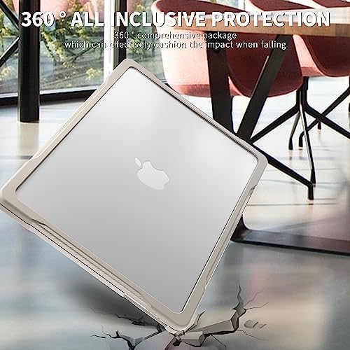 Batianda Ultimate Protection Case for M3 MacBook Air 13.6 inch 2022 2023 2024 Model A2681/A3113 Matte Carbon Fiber Edges Shockproof Anti-Scratch and Anti-Fingerprint with Keyboard Cover, Rock Gray